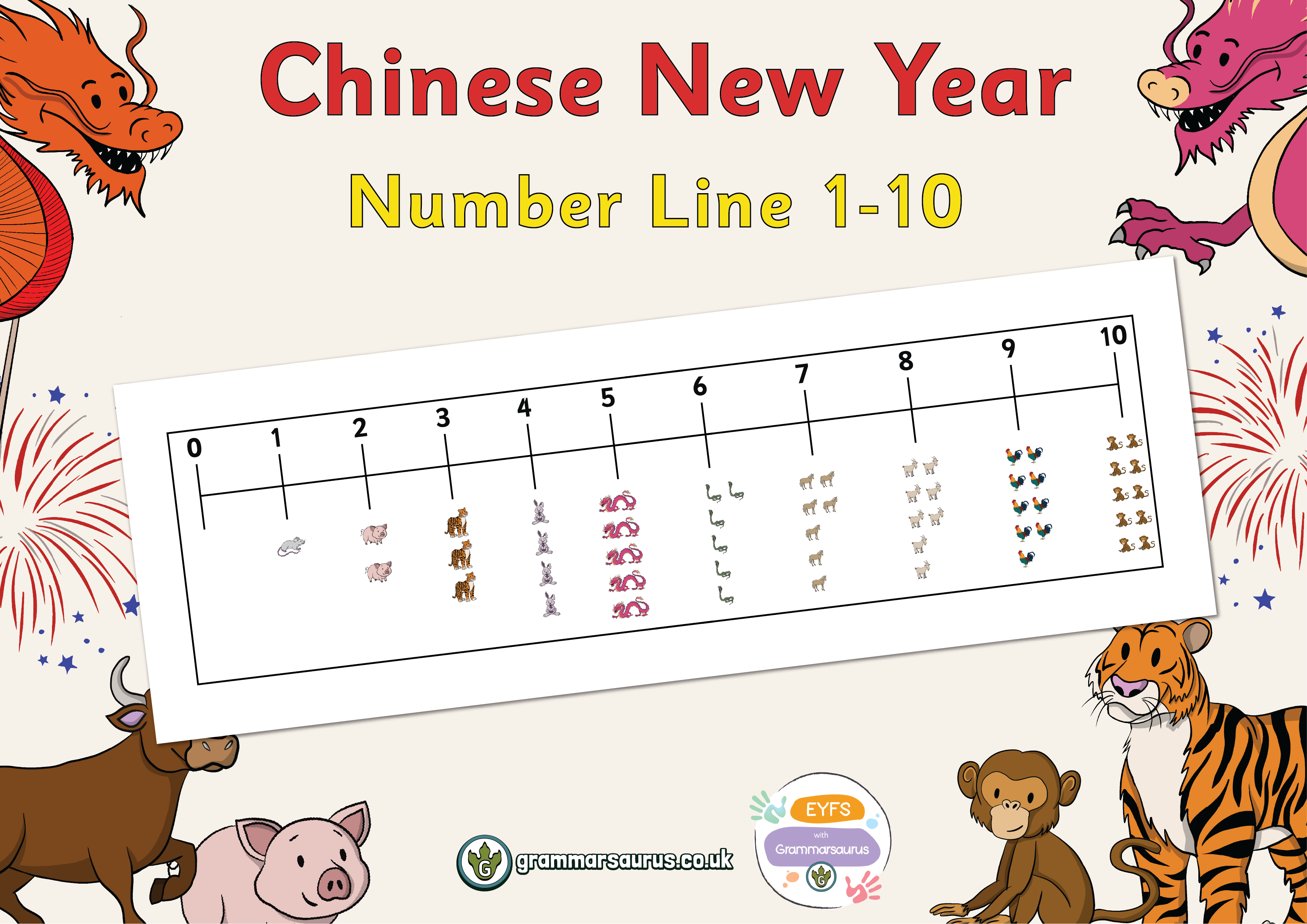 EYFS Chinese New Year – Number Lines 1-10 - Grammarsaurus