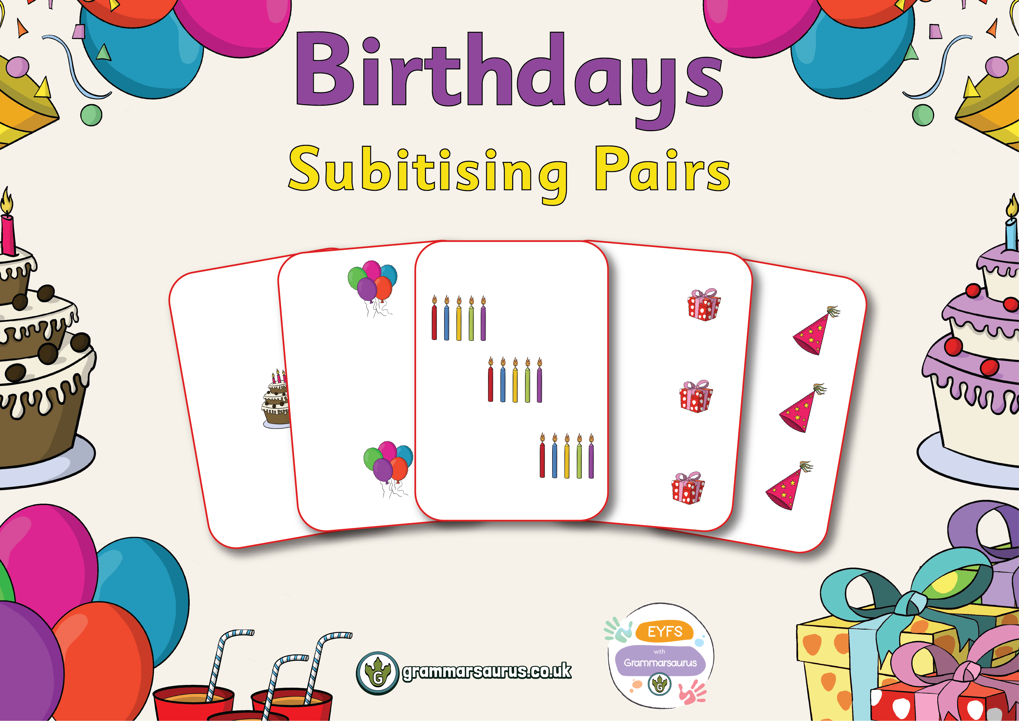 EYFS Birthdays – Subitising Pairs - Grammarsaurus