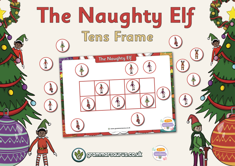 EYFS Christmas – The Naughty Elf – Tens Frame - Grammarsaurus