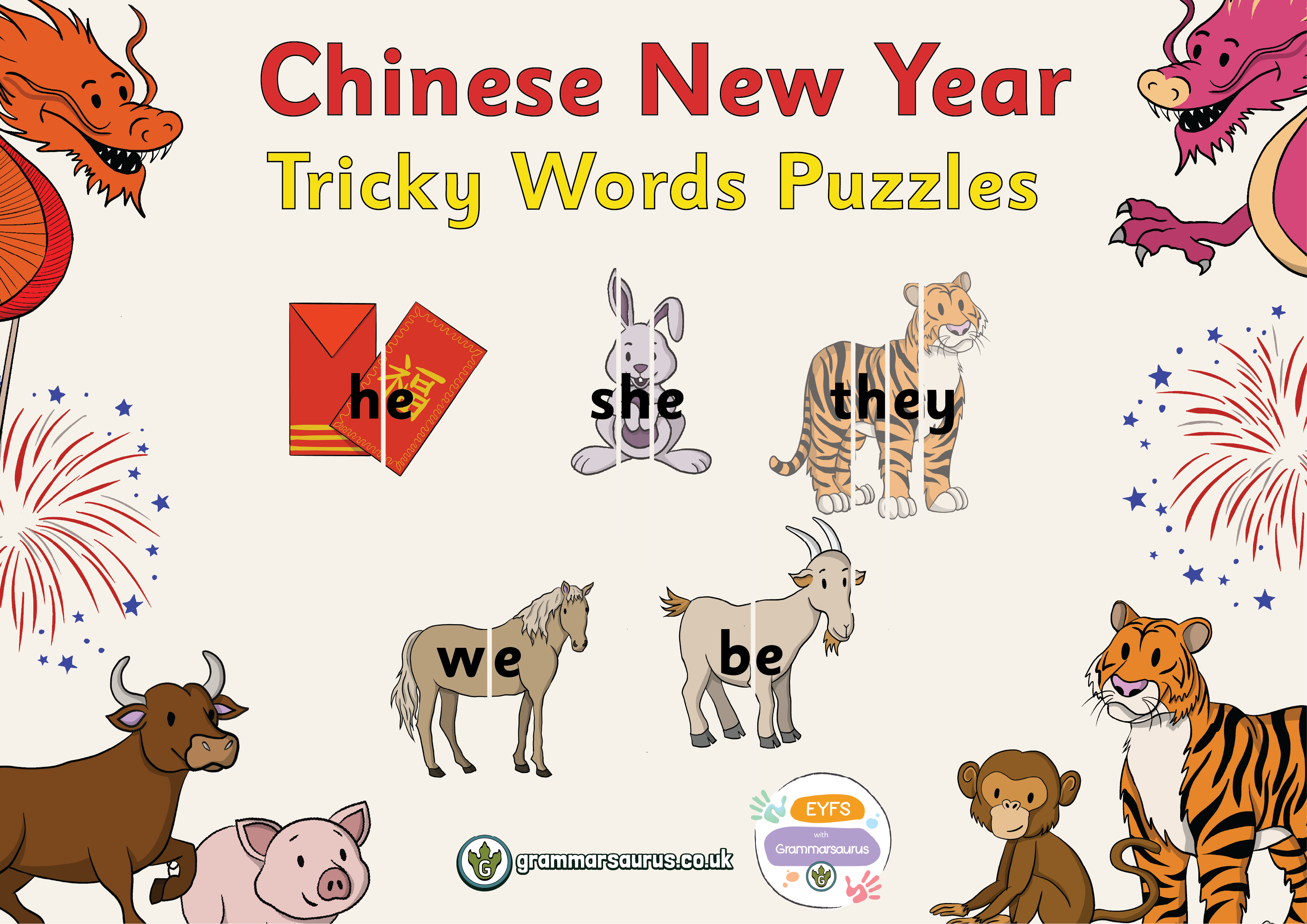 EYFS Chinese New Year – Tricky Words Puzzles - Grammarsaurus
