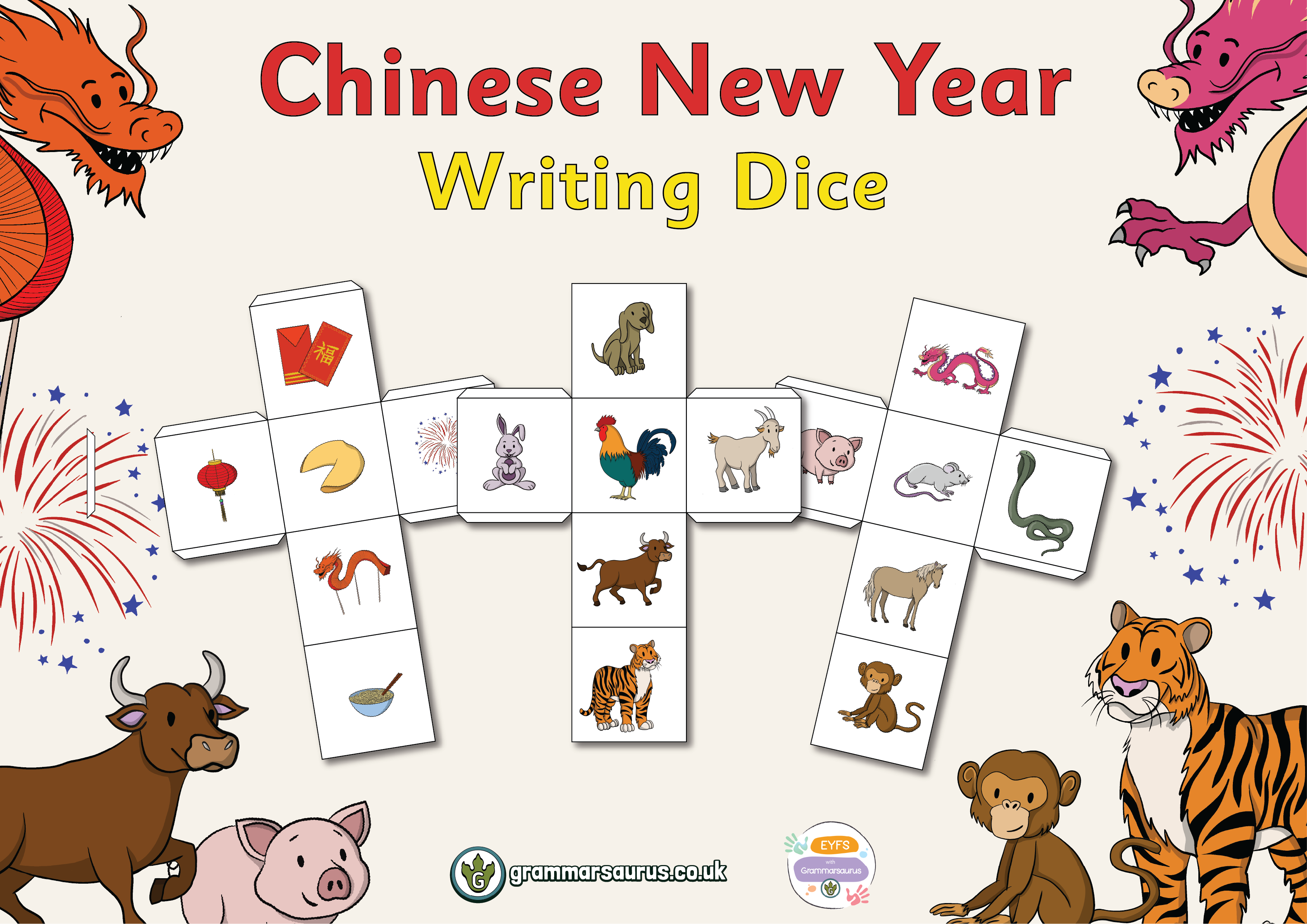 EYFS Chinese New Year – Writing Dice - Grammarsaurus