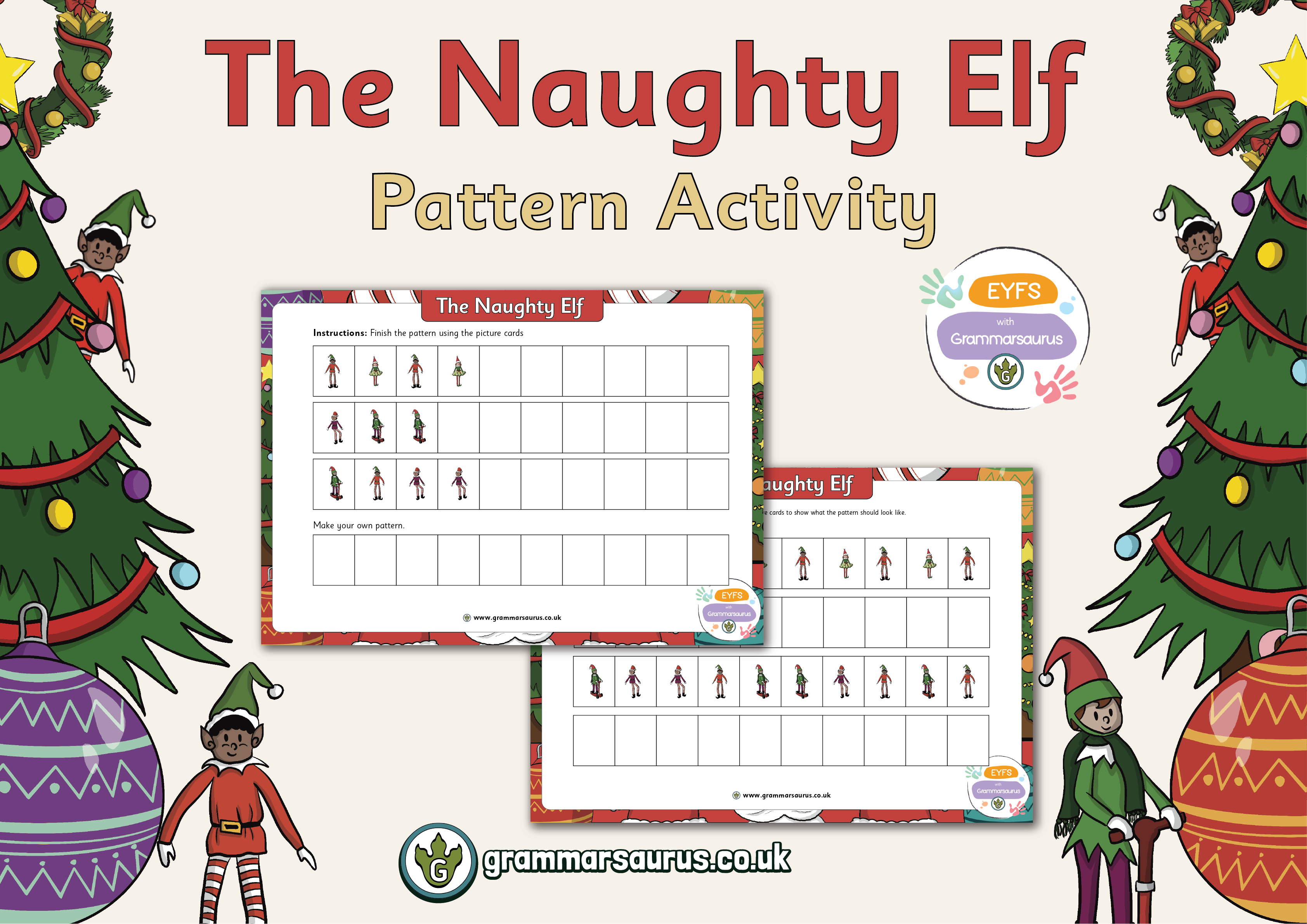 EYFS Christmas – The Naughty Elf – Pattern Activity - Grammarsaurus
