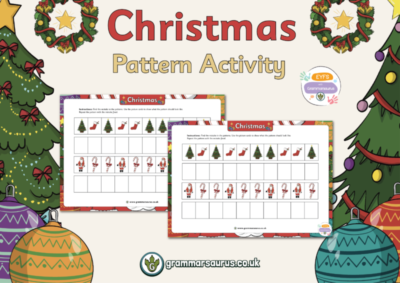 EYFS Christmas - Pattern activity - Grammarsaurus