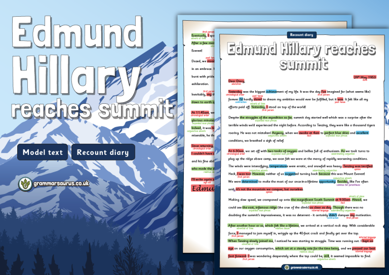 Year 5 Model Text – Diary entry – Edmund Hillary reaches summit ...