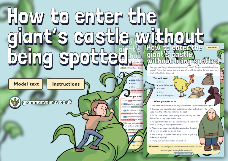 Year 1 Model Text – Instructions – How to enter the giant's castle ...