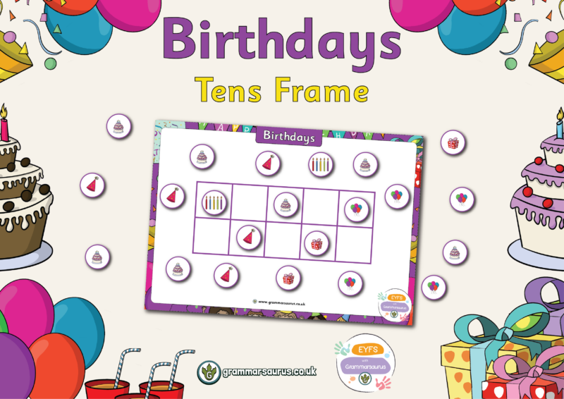 EYFS Birthdays – Tens Frame - Grammarsaurus