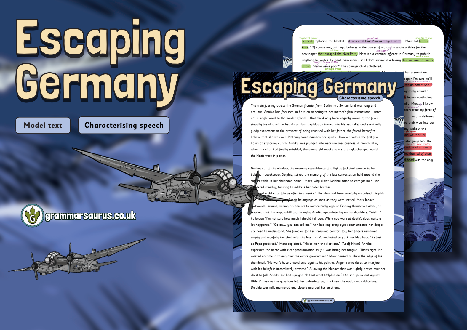 Year 6 Model Text – Narrative - Characterising Speech– Escaping Germany ...