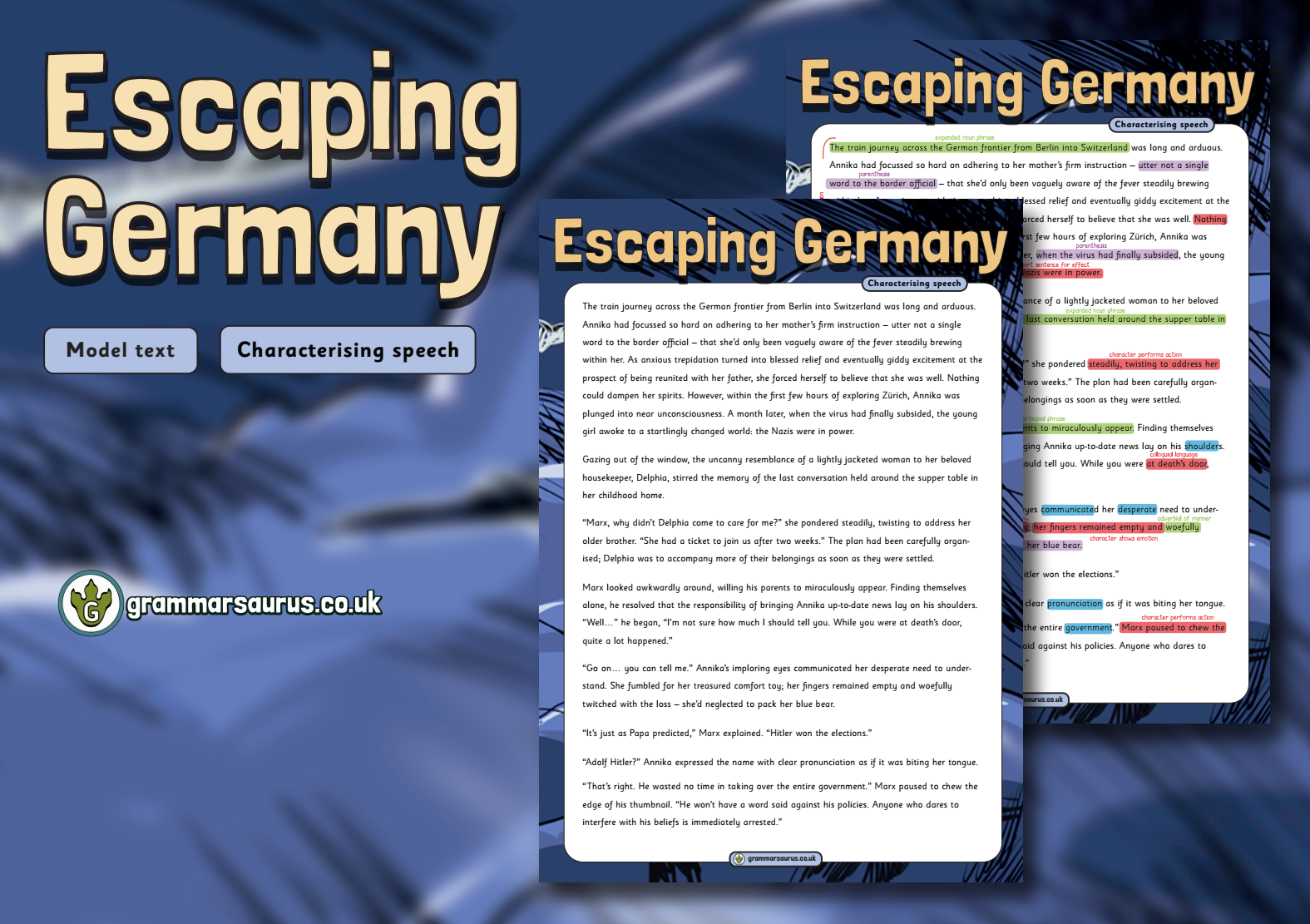 Year 6 Model Text – Narrative - Characterising Speech– Escaping Germany ...
