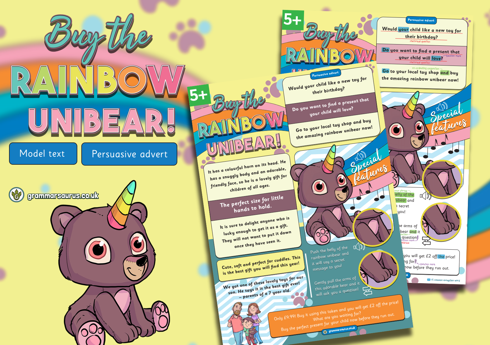 Year 1 Model Text – Persuasive advert – Buy the Rainbow Unibear ...