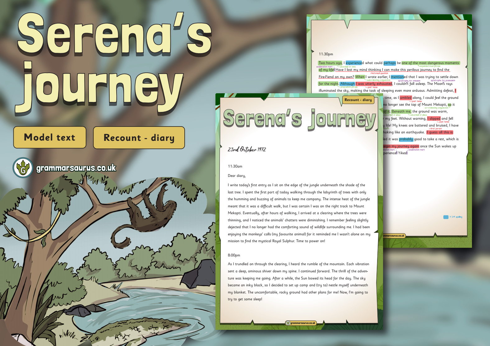 Year 3 Model Text – Diary entry – Serena's journey - Grammarsaurus
