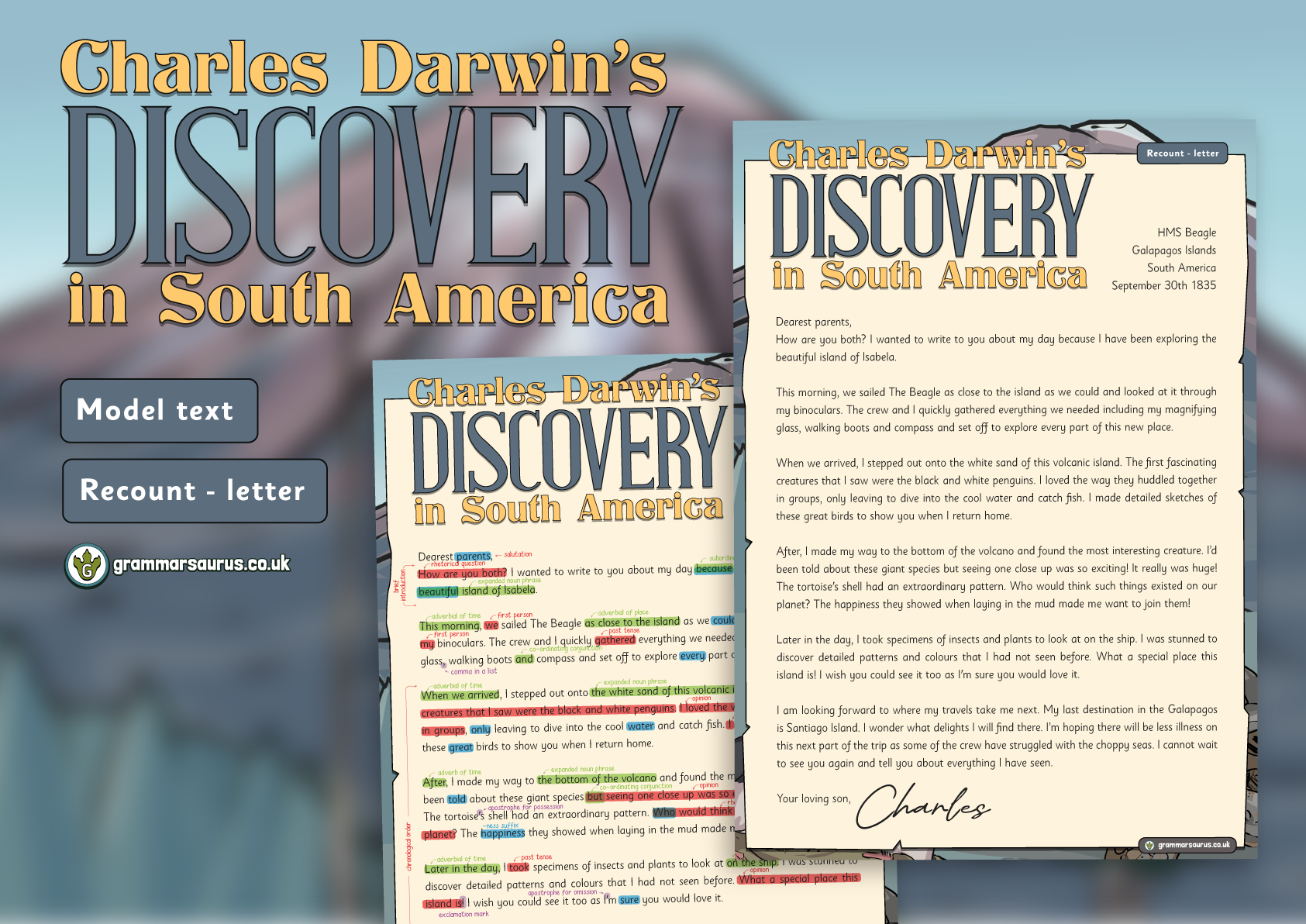 Year 2 Model Text – Recount – Letter – Charles Darwin's Discovery in ...