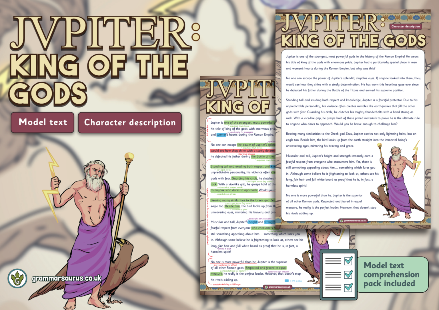 Year 3 Model Text – Character description – Jupiter - King of the Gods ...