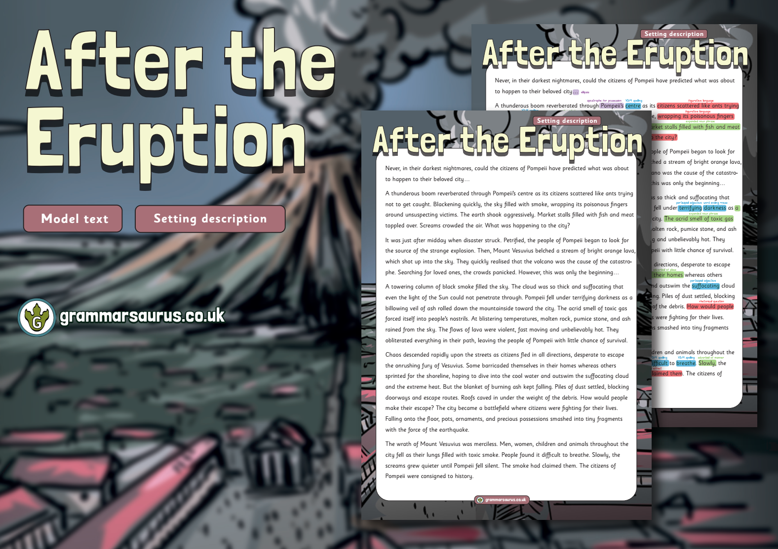 Year 4 Model Text Setting Description After The Eruption Grammarsaurus