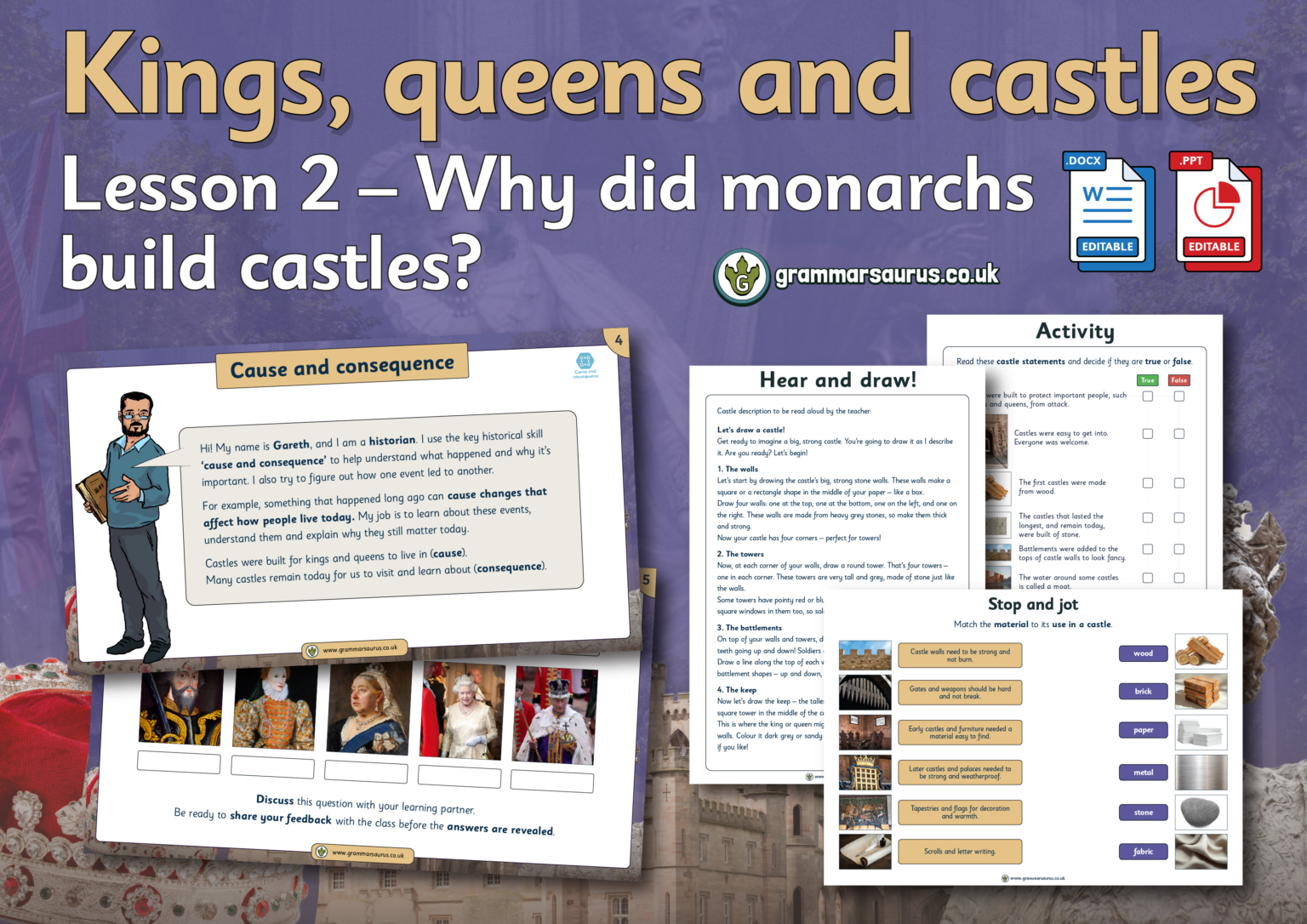 KS1 History – Kings, Queens and Castles – Why did monarchs build ...