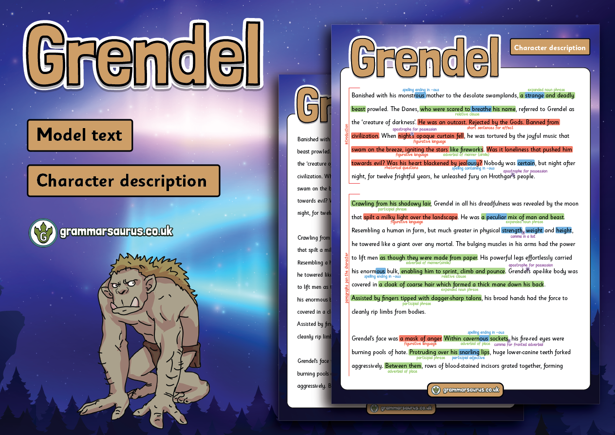 Year 4 Model Text – Character description – Grendel - Grammarsaurus