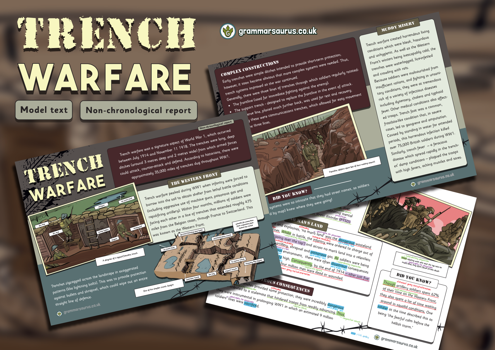 Year 5 Model Text – Non-chronological report – Trench Warfare ( gbsct ...