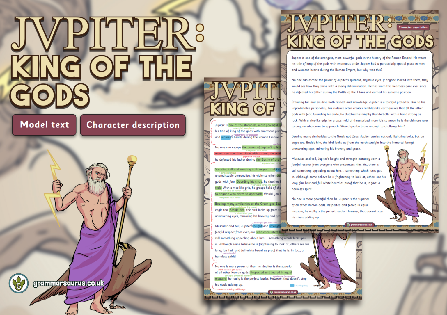 Year 3 Model Text – Character description – Jupiter - King of the Gods ...