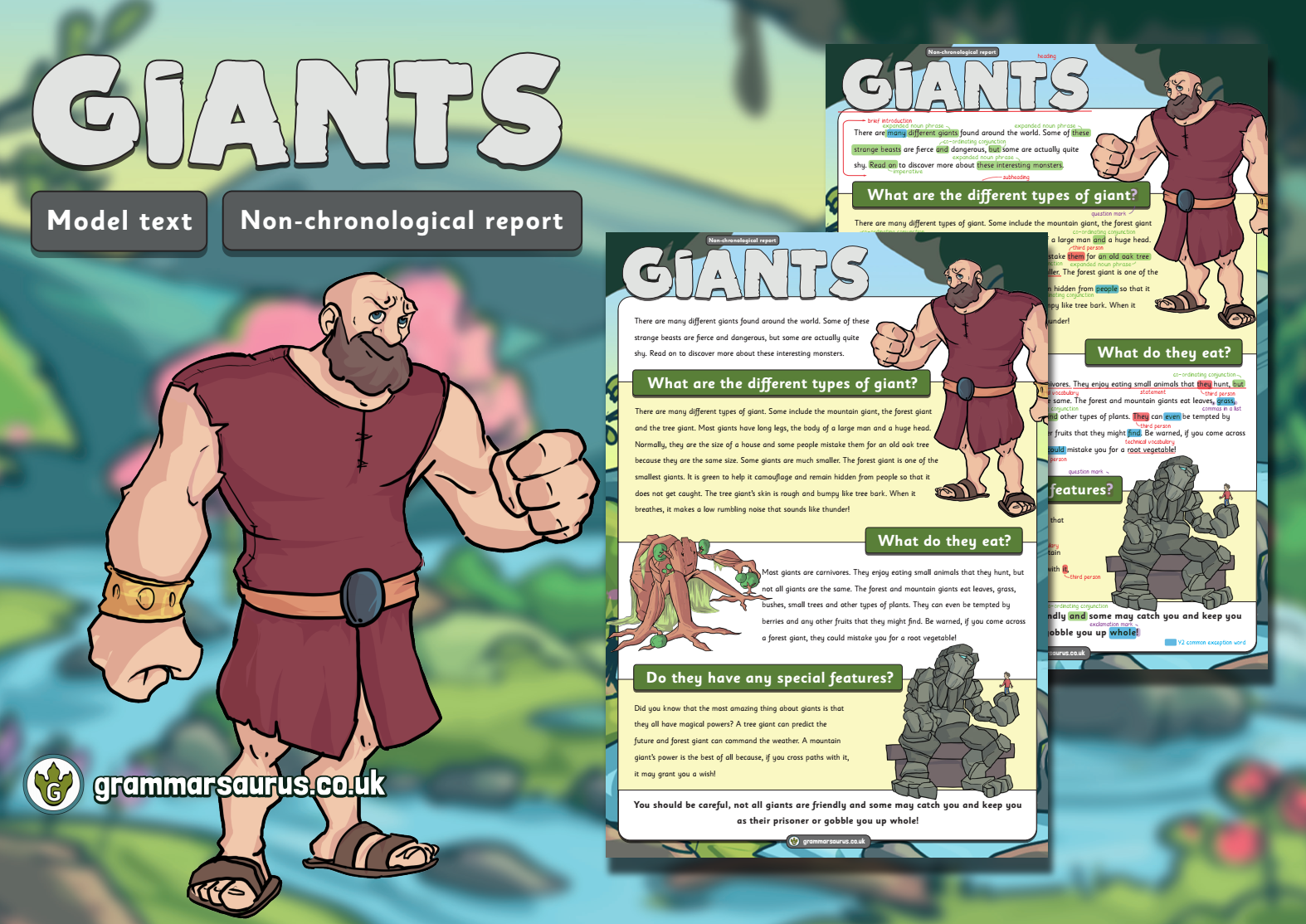 Year 2 Model Text – Non-chronological report – Giants - Grammarsaurus