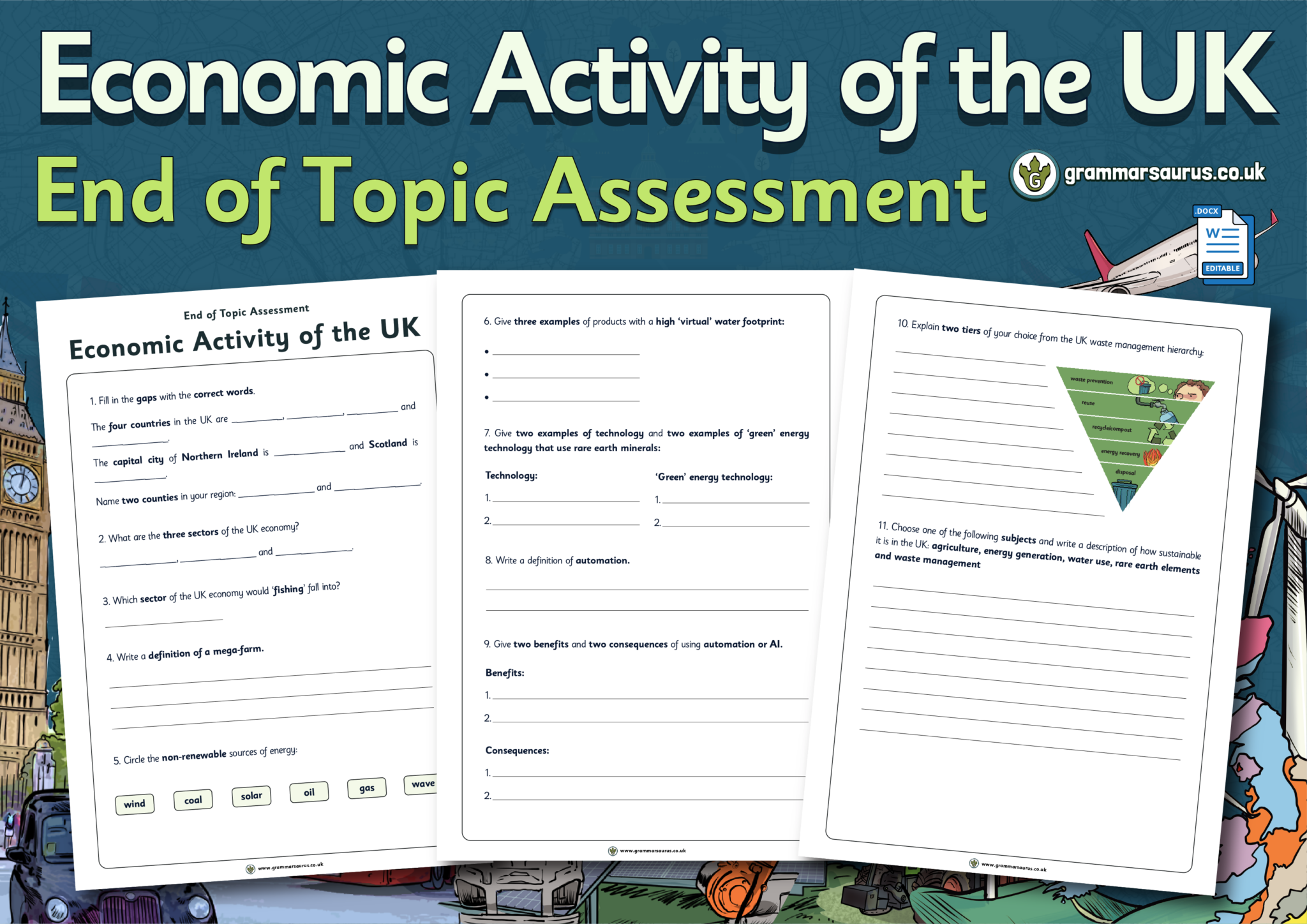 Year 6 Geography – End of Topic Assessment - Grammarsaurus