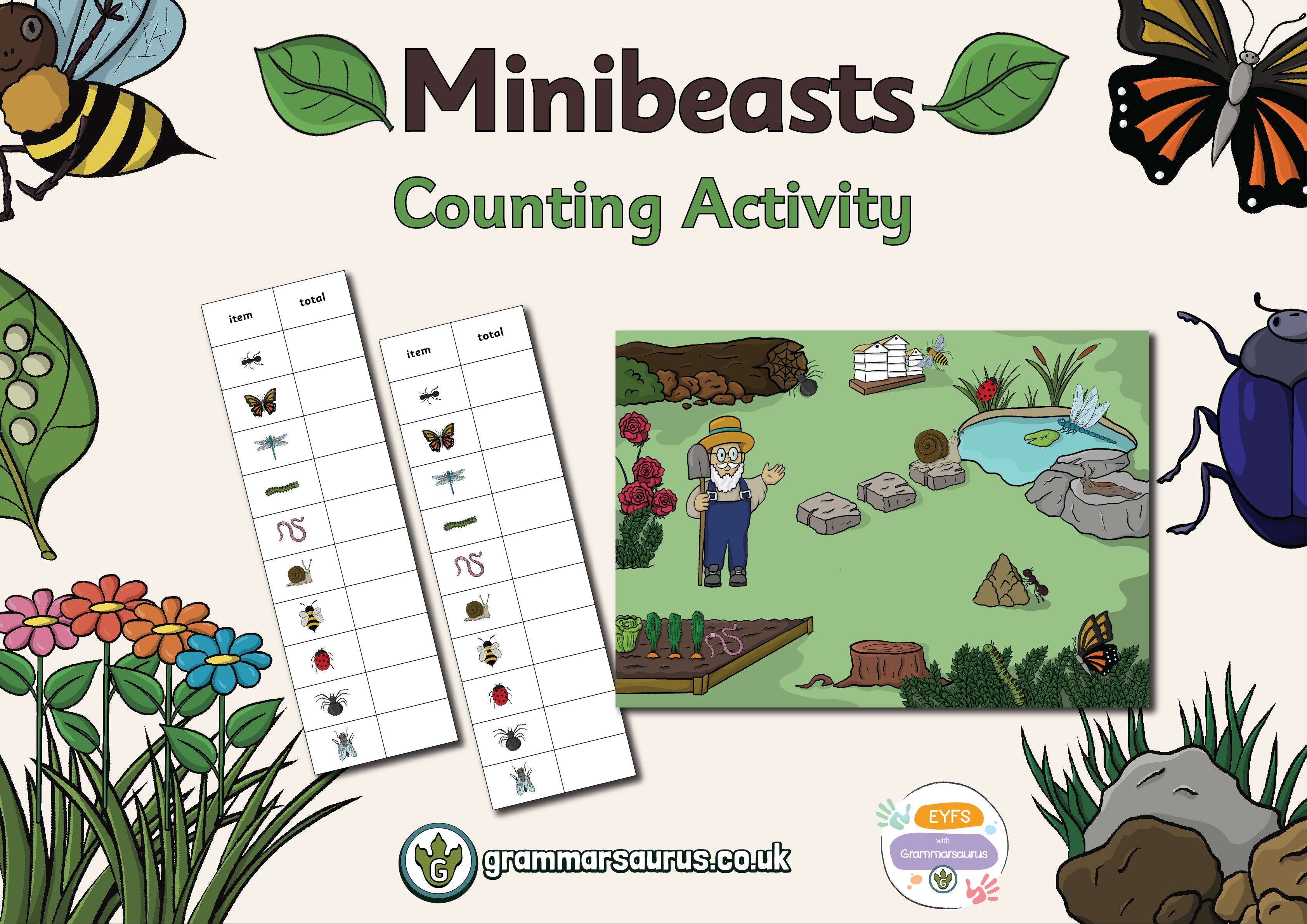 EYFS Minibeasts – Counting Activity - Grammarsaurus