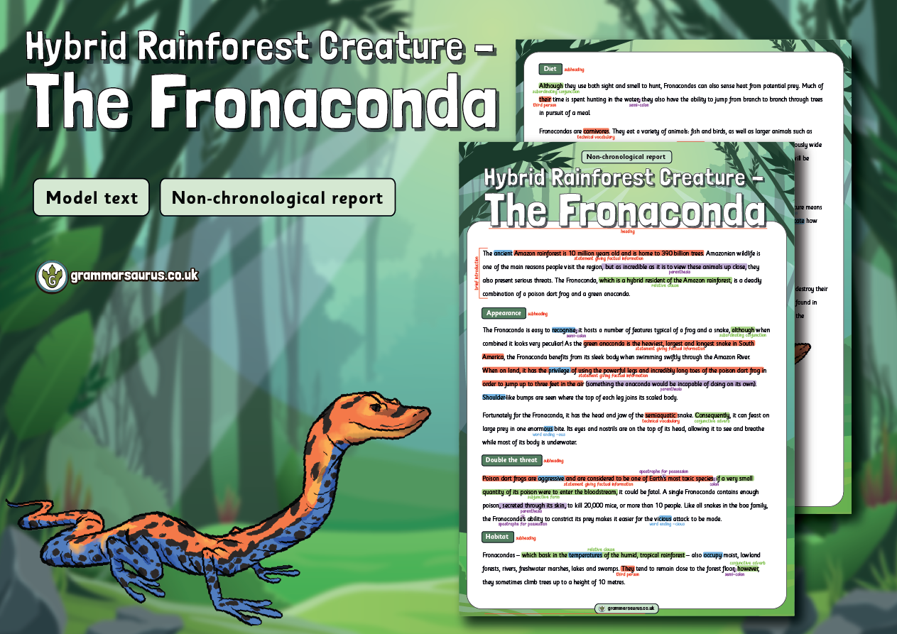 Year 6 Model Text – Non-chronological report – The Fronaconda ...