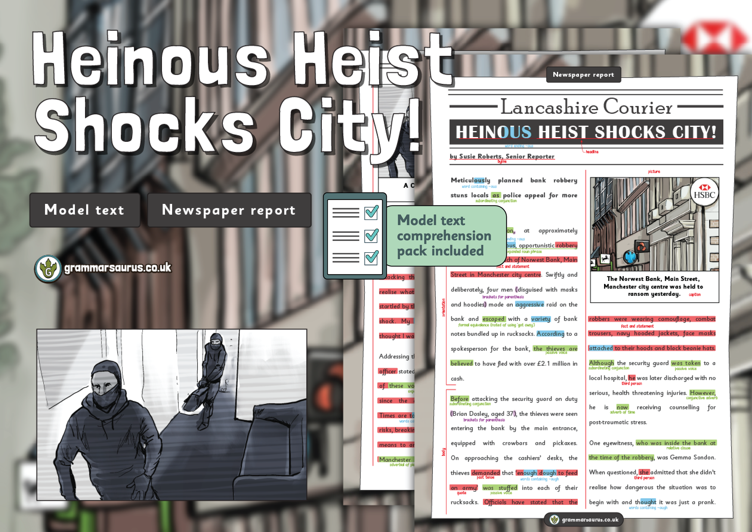 Year 5 Model Text – Newspaper report – Heinous Heist Shocks City ...