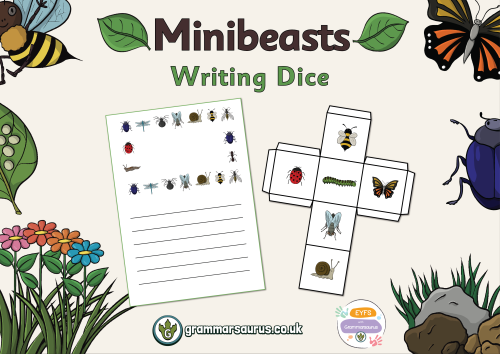 EYFS - Minibeasts Writing Dice - Grammarsaurus
