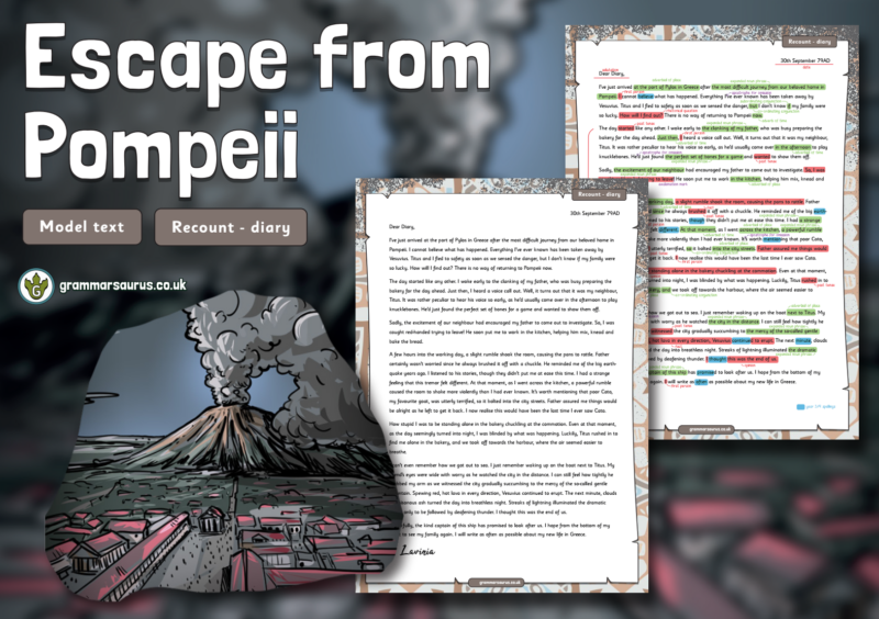 Year 3 Model Text – Recount – Diary – Escape from Pompeii - Grammarsaurus