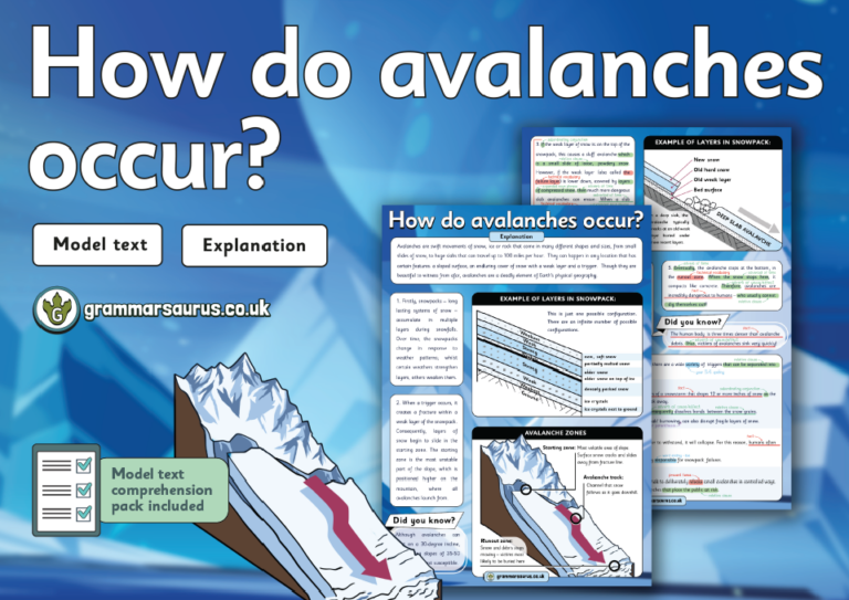 Year 5 Model Text – Explanation – How do avalanches occur? - Grammarsaurus