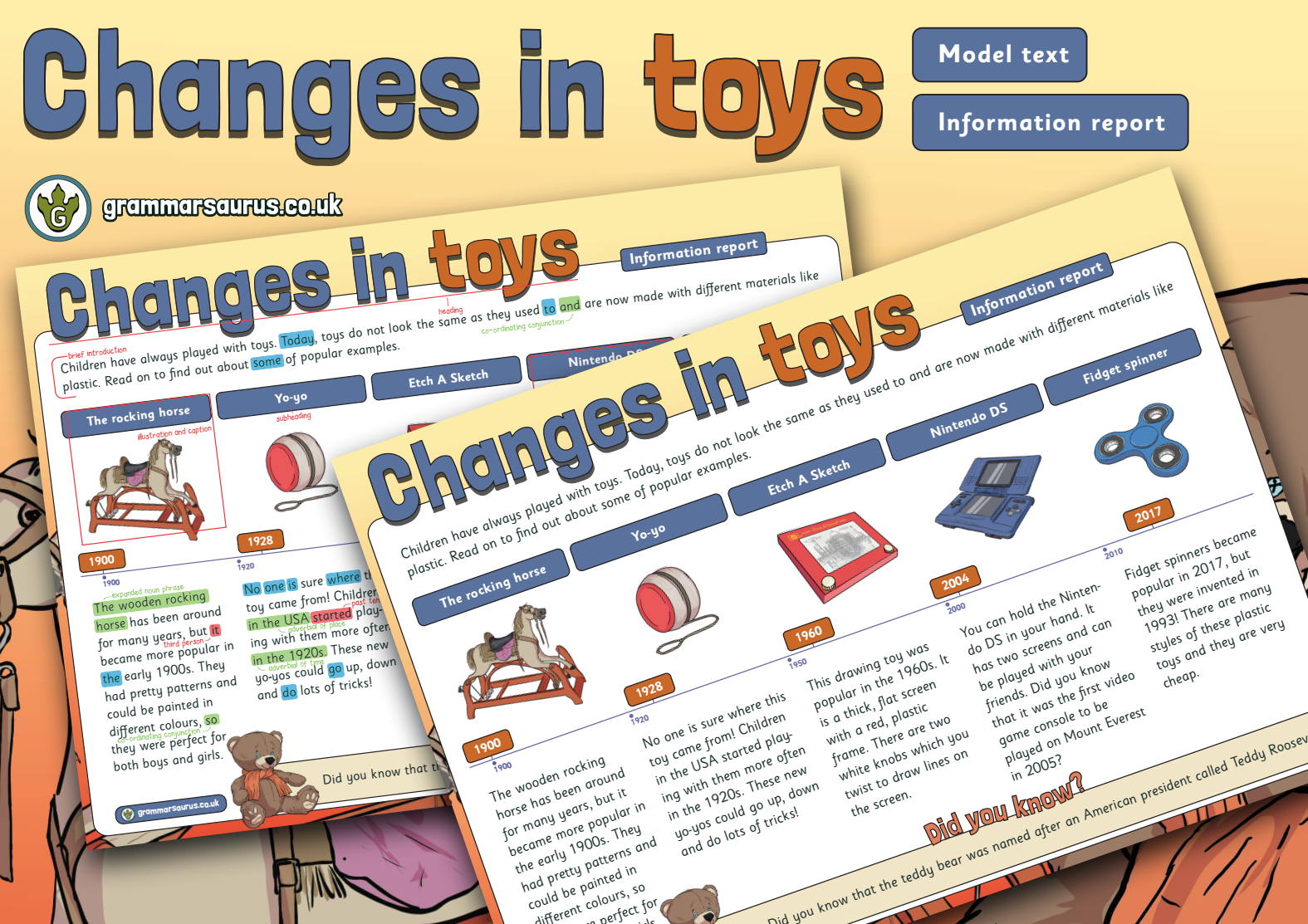 Year 1 Model Text – Information report – Changes in toys - Grammarsaurus