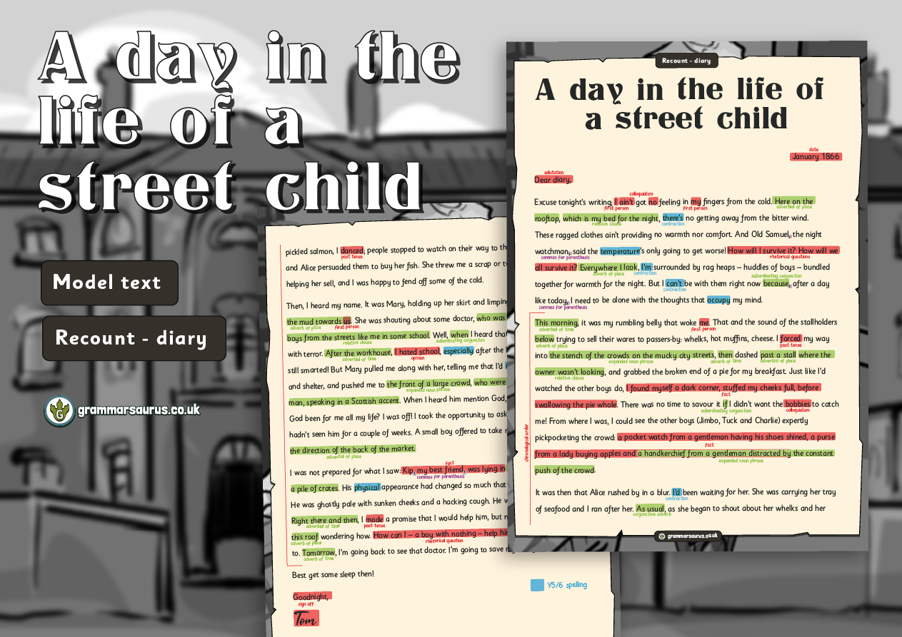 Year 5 Model Text – Diary entry – A day in the life of a street child ...