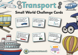 EYFS Transport - Small World Challenge Cards - Grammarsaurus