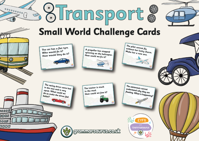 EYFS Transport - Small World Challenge Cards - Grammarsaurus