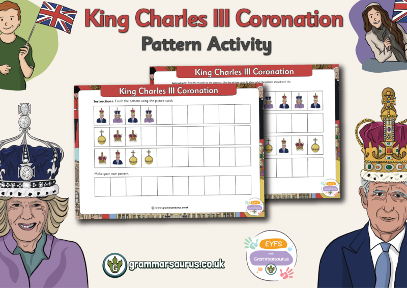 EYFS King Charles III Coronation – Pattern Activity - Grammarsaurus