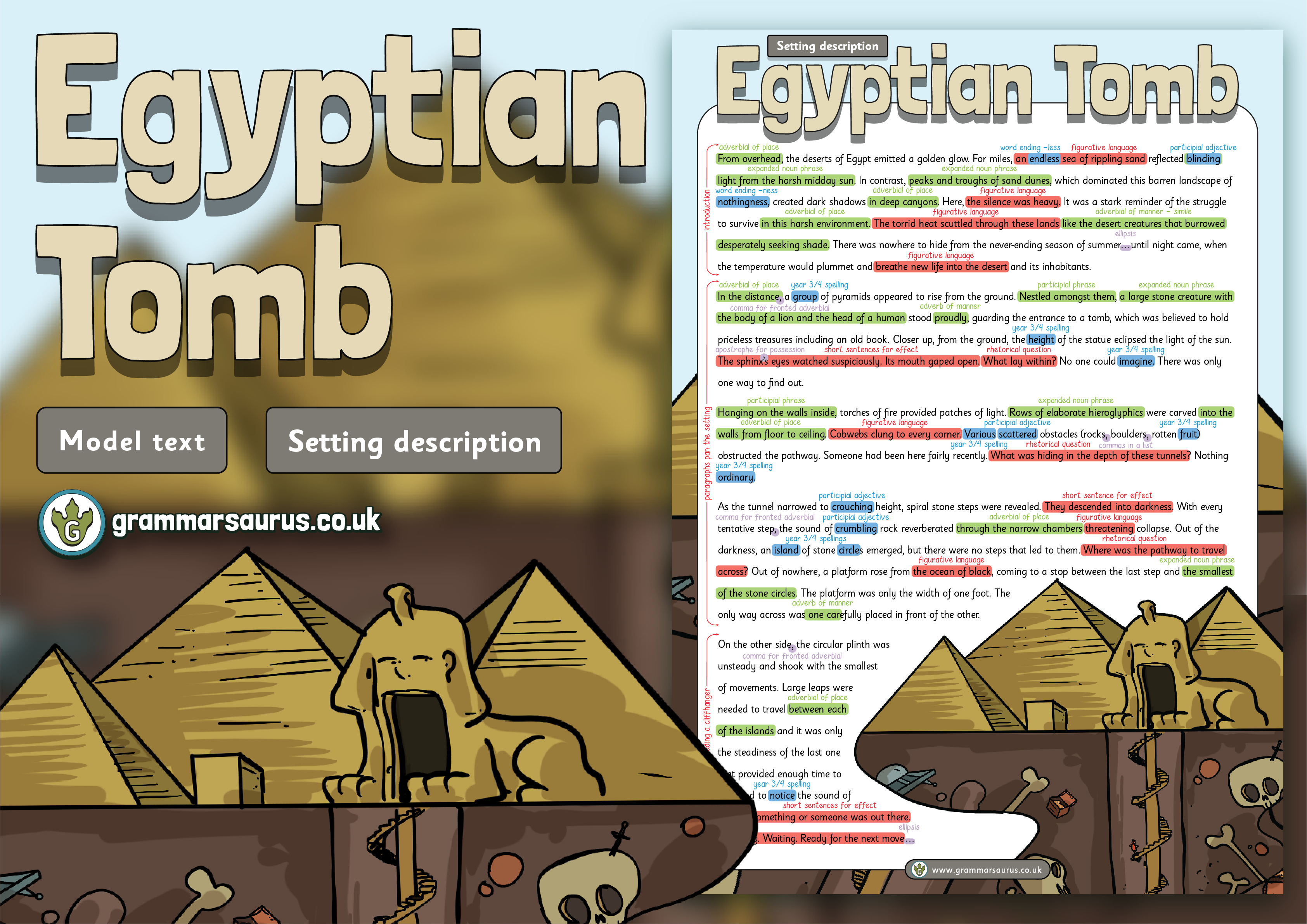 Year 4 Model Text – Setting description – Egyptian Tomb - Grammarsaurus