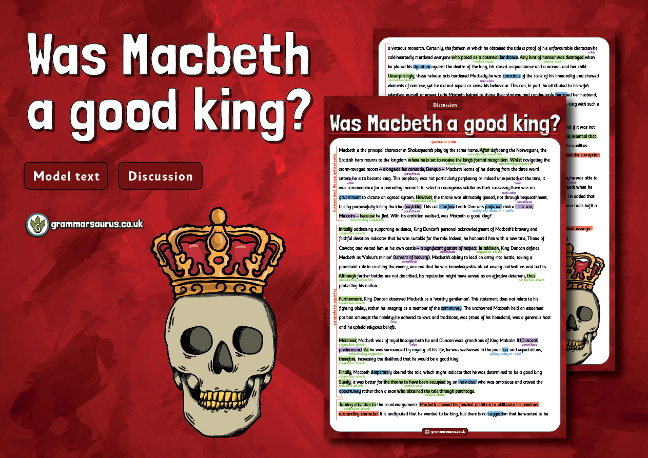 Year 6 Model Text – Discussion – Was Macbeth a good king? ( gbsct P6 ...