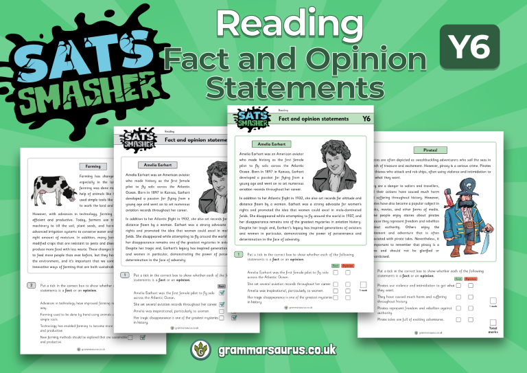 Y6 SATs Smasher (Reading): Fact and Opinion Statements - Grammarsaurus