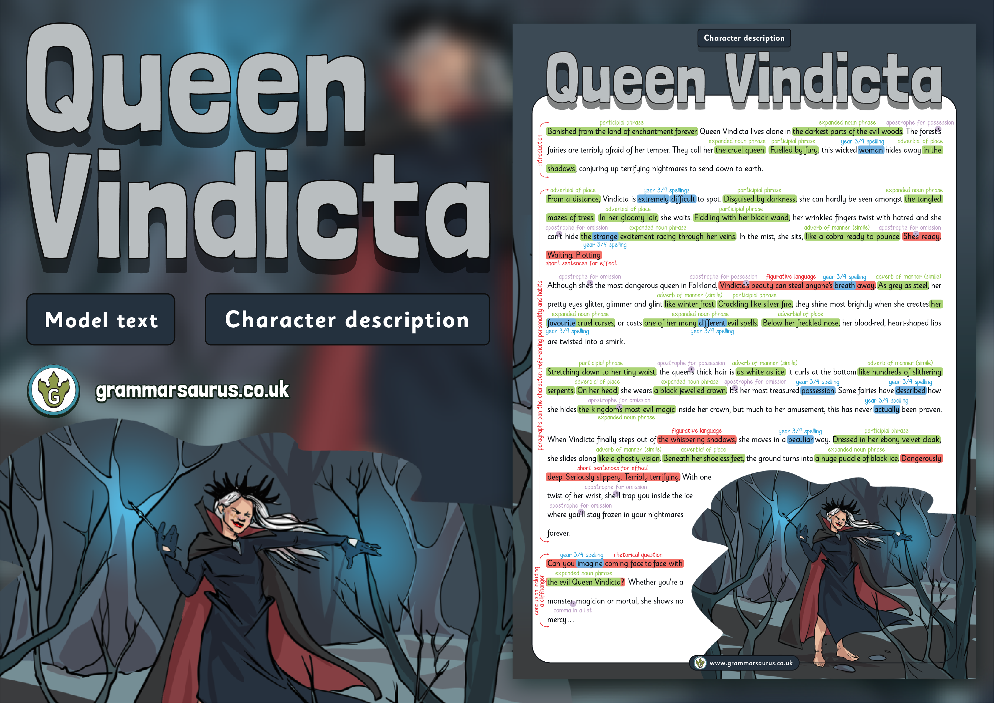 Year 3 Model Text – Character description – Queen Vindicta - Grammarsaurus