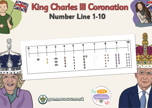 EYFS King Charles III Coronation – Number Line 1-10 - Grammarsaurus