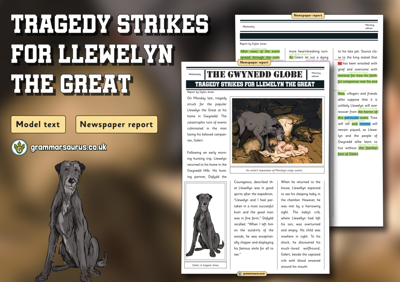Year 4 Model Text – Newspaper report – Tragedy Strikes for Llewelyn The ...