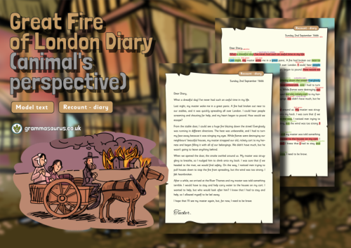 Year 2 Model Text – Diary entry – Great fire of London (animal's ...
