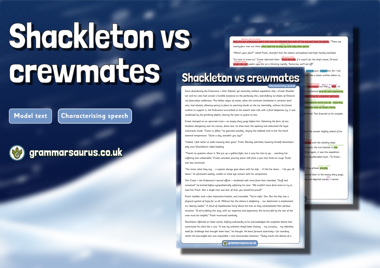 Year 6 Model Text – Characterising Speech – Shackleton vs Crewmates ...