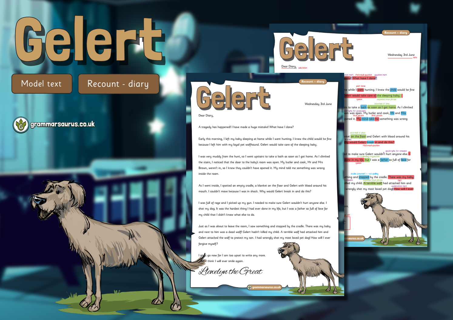 Year 2 Model Text – Diary entry – Gelert - Grammarsaurus