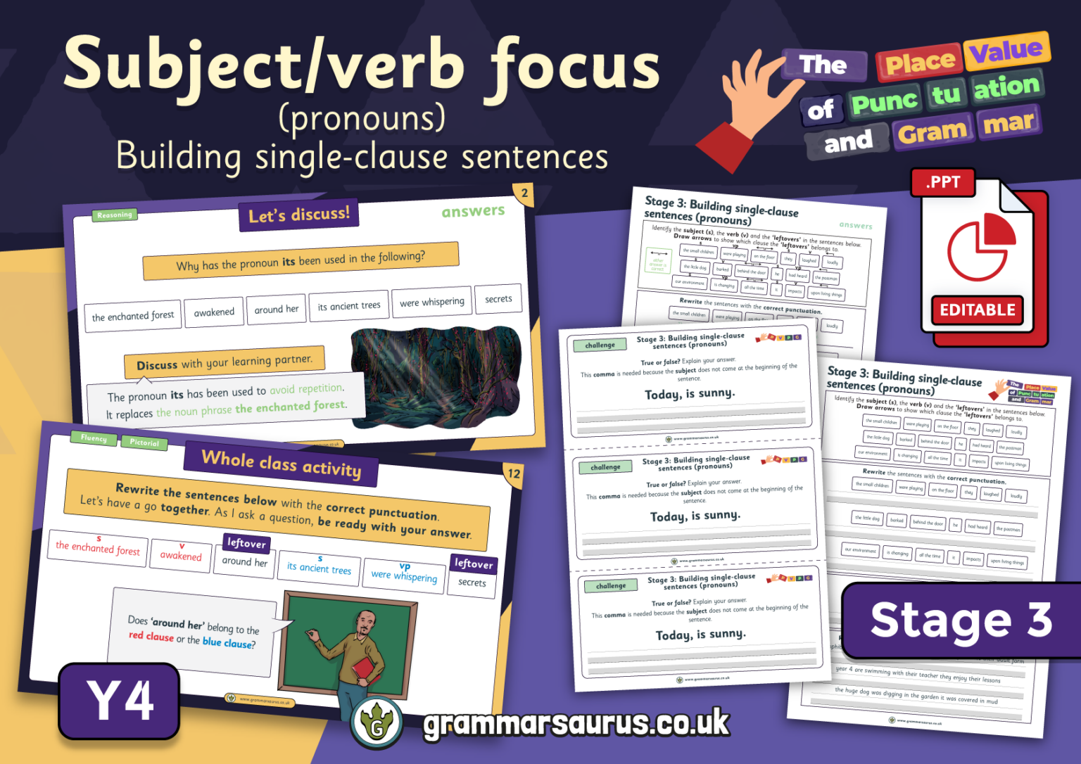 Year 4 The Place Value of Punctuation and Grammar – Building single ...