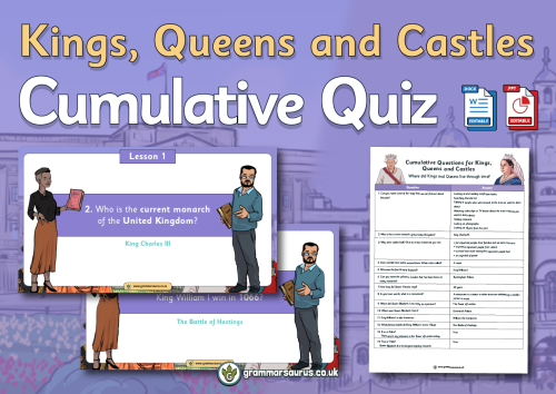 KS1 History – Kings, Queens and Castles - Cumulative Quiz - Grammarsaurus
