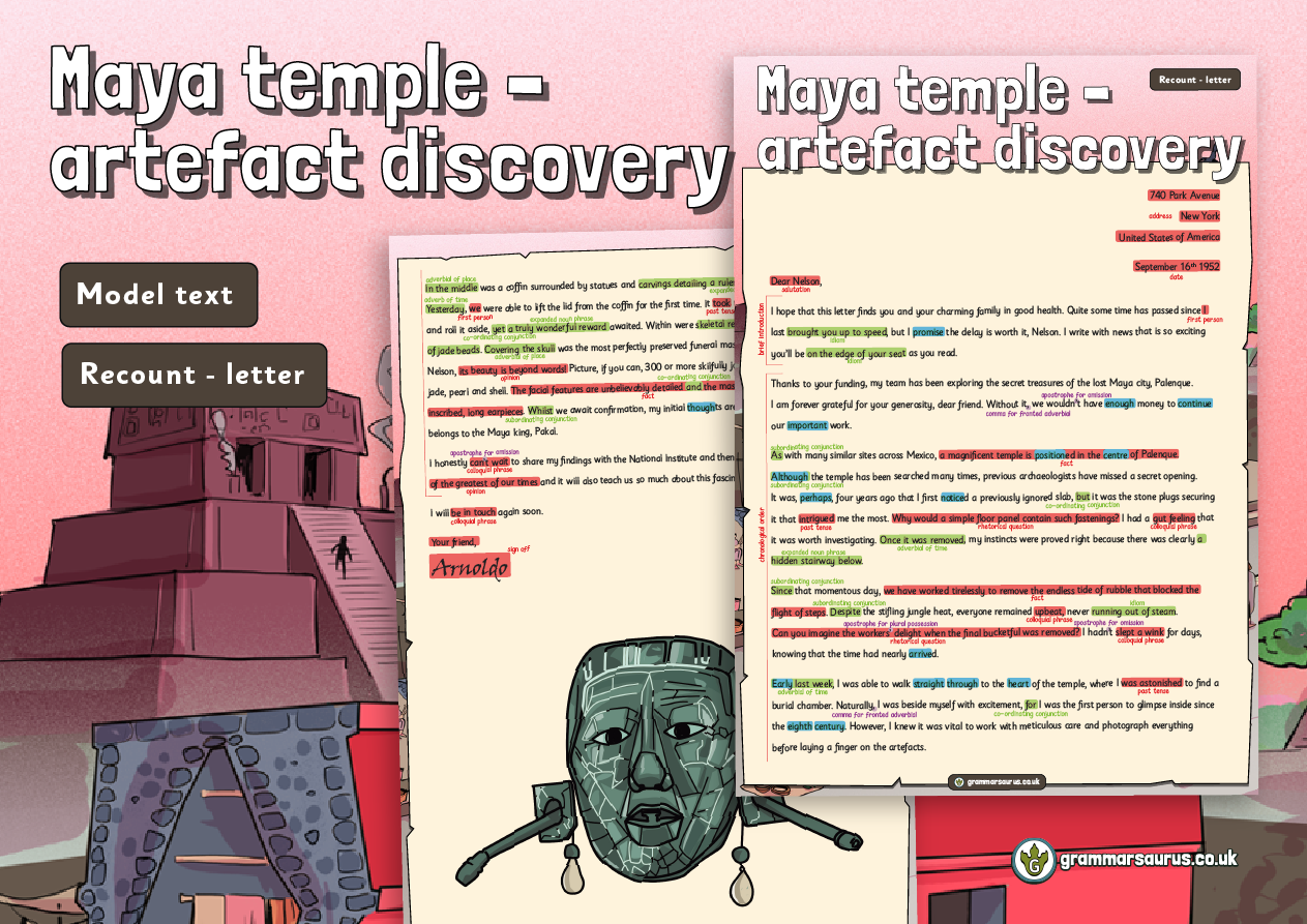 Year 4 Model Text – Recount – letter – Maya temple - artefact discovery ...