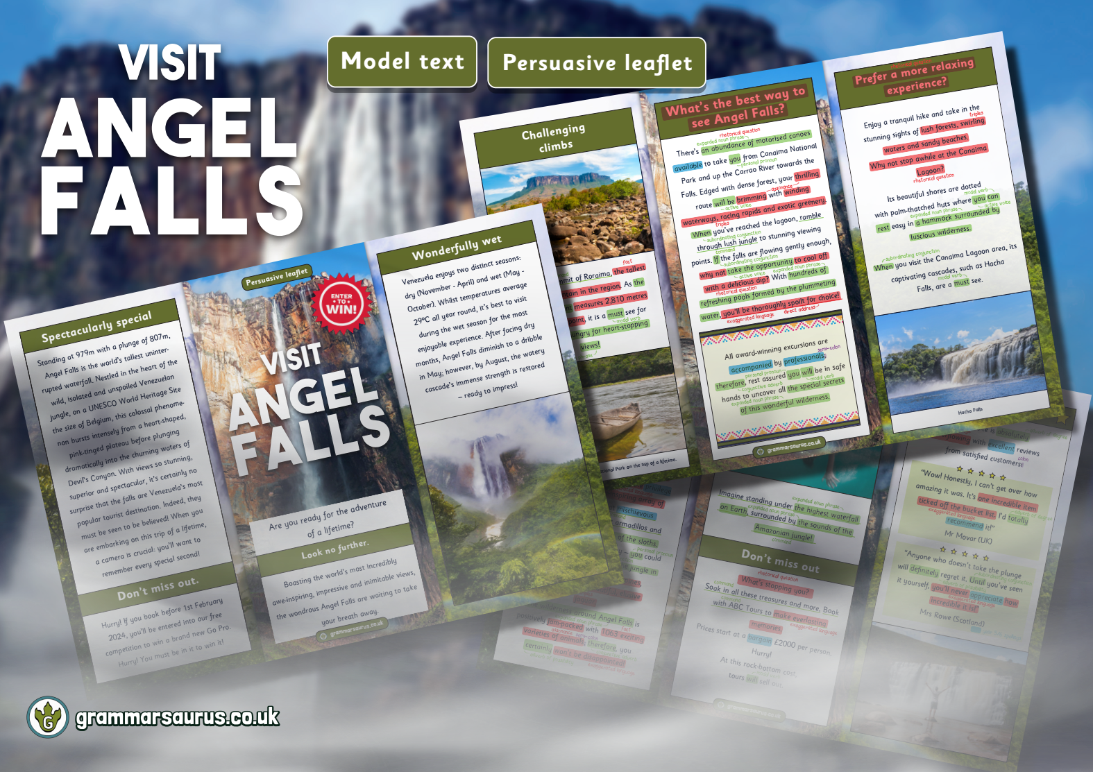 Year 6 Model Text – Persuasive leaflet – Visit Angel Falls - Grammarsaurus