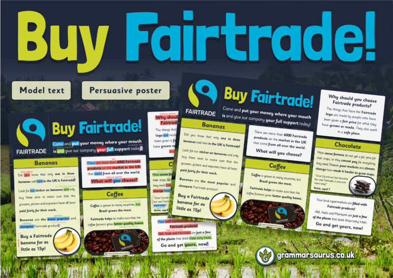 Year 1 Model Text – Persuasive poster – Buy Fairtrade! - Grammarsaurus