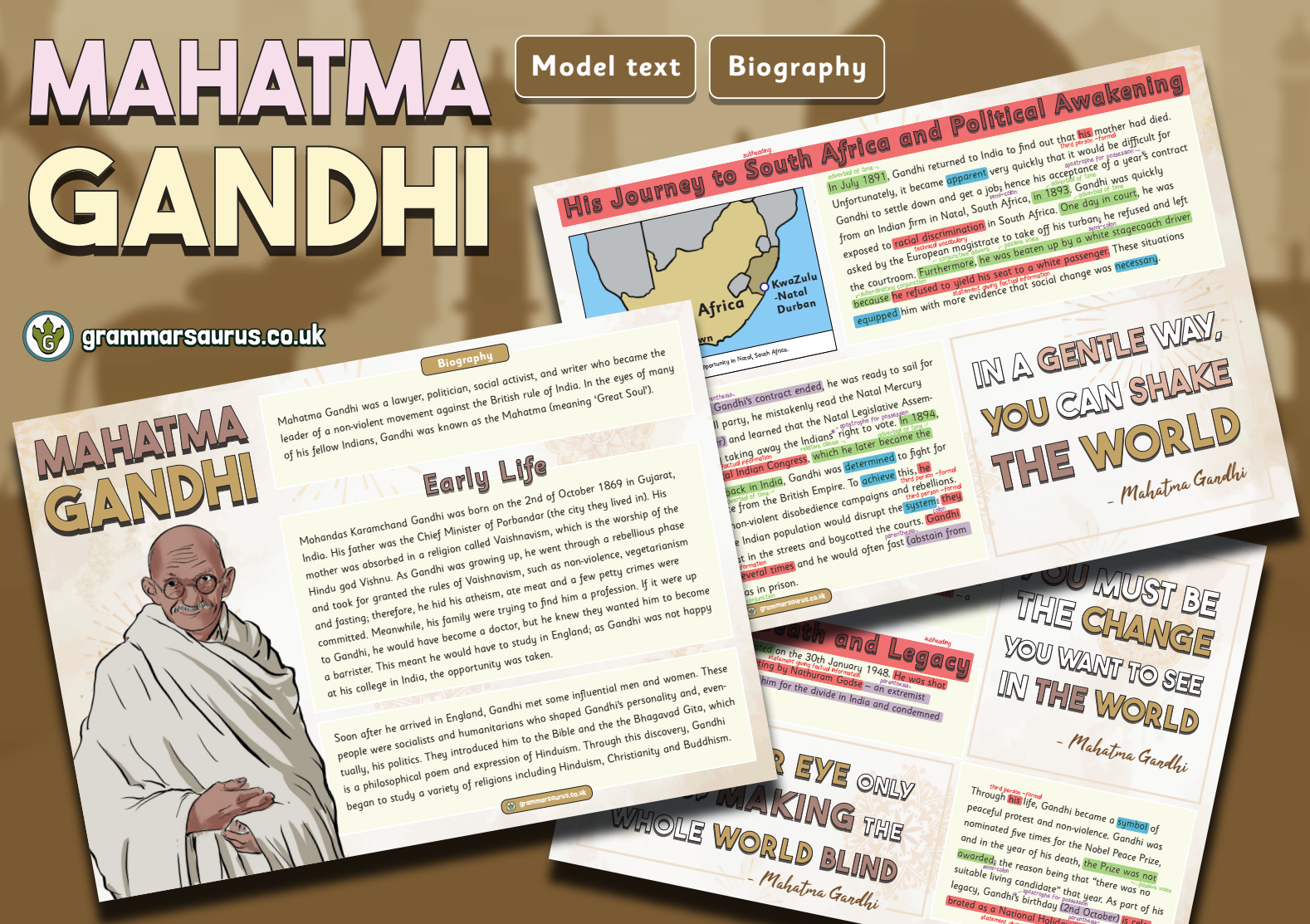 Year 6 Model Text – Biography – Mahatma Gandhi - Grammarsaurus