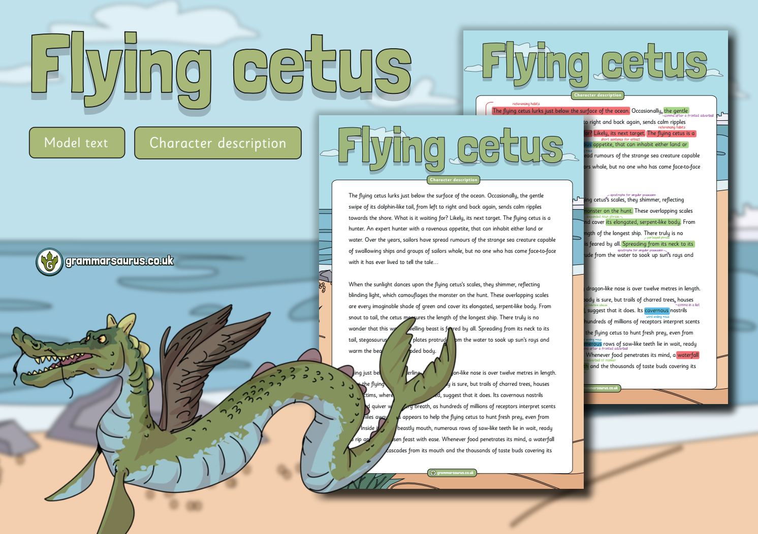 Year 4 Model Text – Character description – Flying Cetus - Grammarsaurus